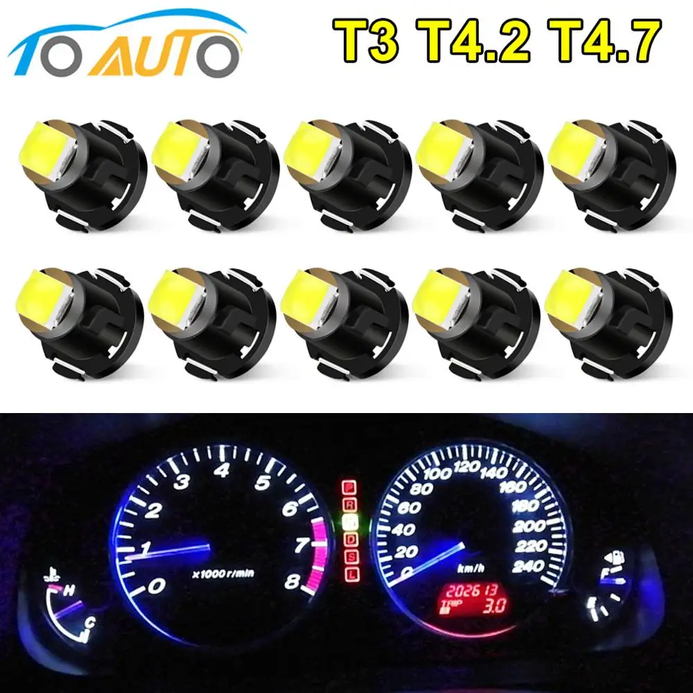 10Pcs T3 LED Bulb T4.2 T4.7 LED 3030 SMD Chips DC12V Auto Dashboard ...