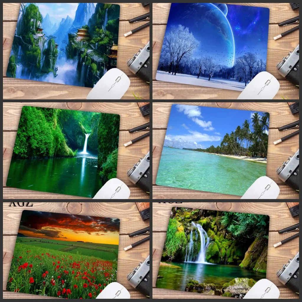 Xgz Waterfall Tree Landscape Nature Gaming Mouse Pad Rubber Pc Computer ...