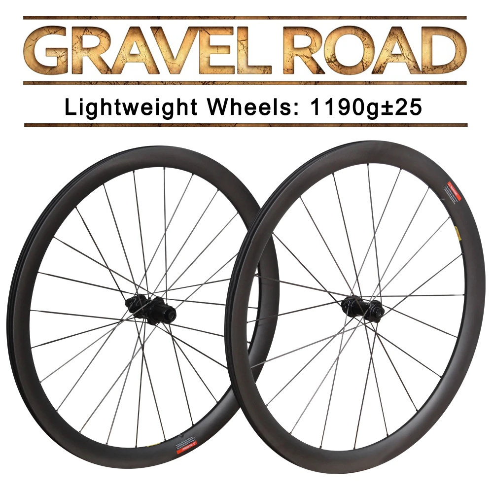 AWST 초경량 튜브리스 림 카본 스포크 사이클로크로스 디스크 브레이크 휠, 비대칭 700c 카본 로드 휠셋, 1190g ...