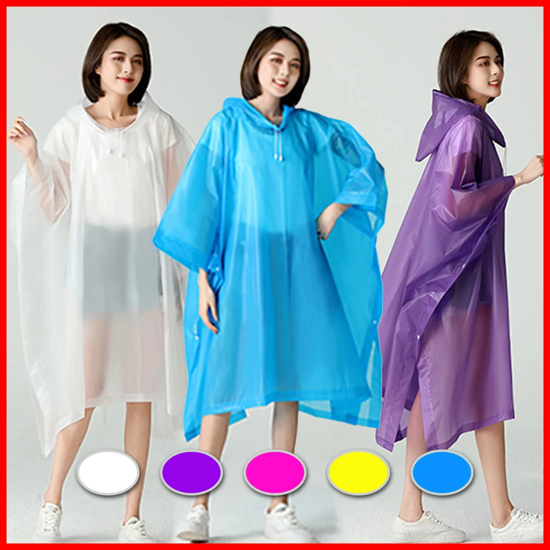 Reusable Women Men Portable Rain Coat Suit Gear Rainwear Poncho Cloak ...