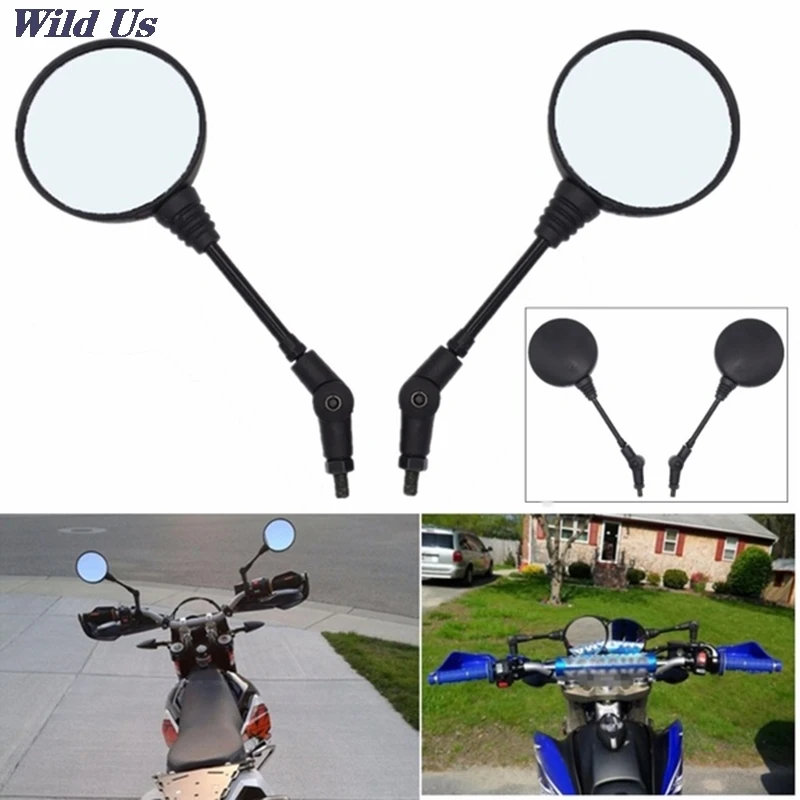 2pcs Rearview Mirror motorbike Side Mirrors 10mm Custom Black Universal ...