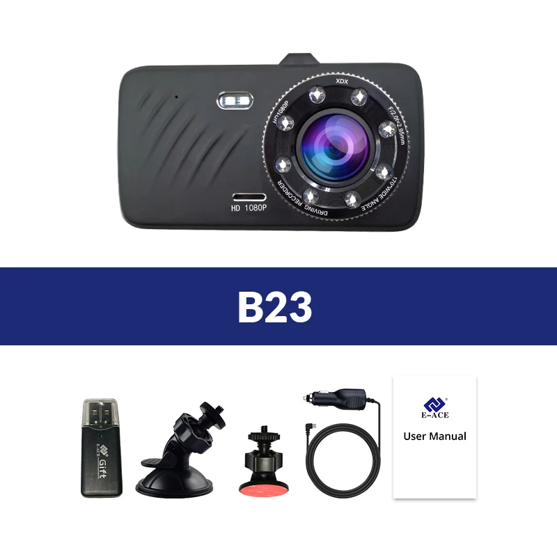 Автомобильный видеорегистратор E-ACE B23, 4 дюйма, сенсорный экран, Full HD, 1080 P, видео, g ...
