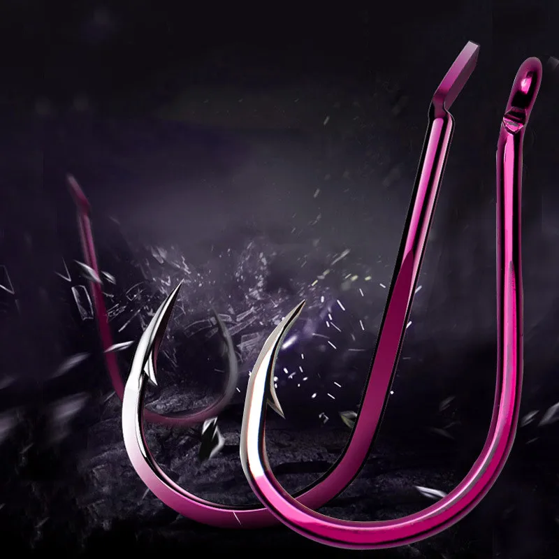 Fishing Barbed Hook Peach Flat Tooth High Carbon Steel Hooks Bend Mouth ...