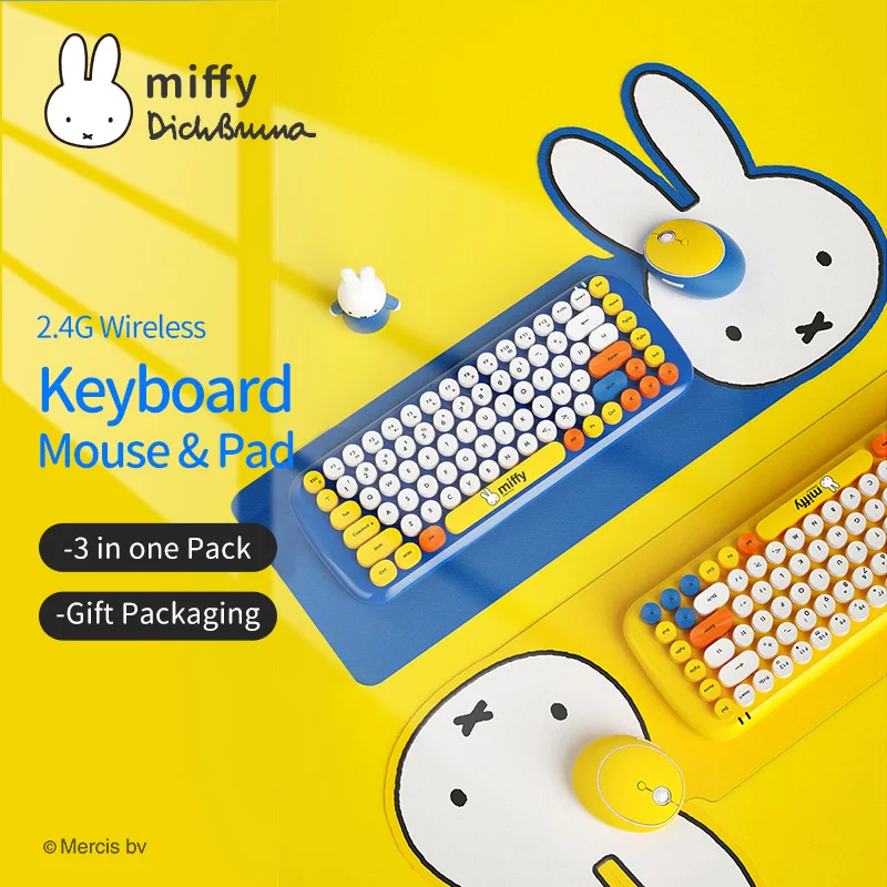 Miffy Wireless Keyboard 2.4ghz 84 Keys Round Keycap Bluetooth Keyboard ...