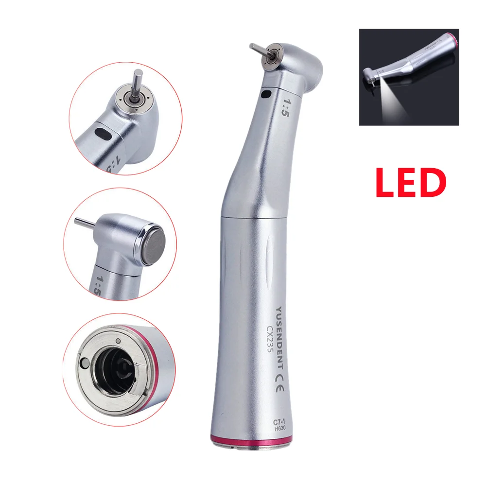 Pieza de mano Dental para aumento de velocidad, contraángulo de fibra óptica LED, turbina ...