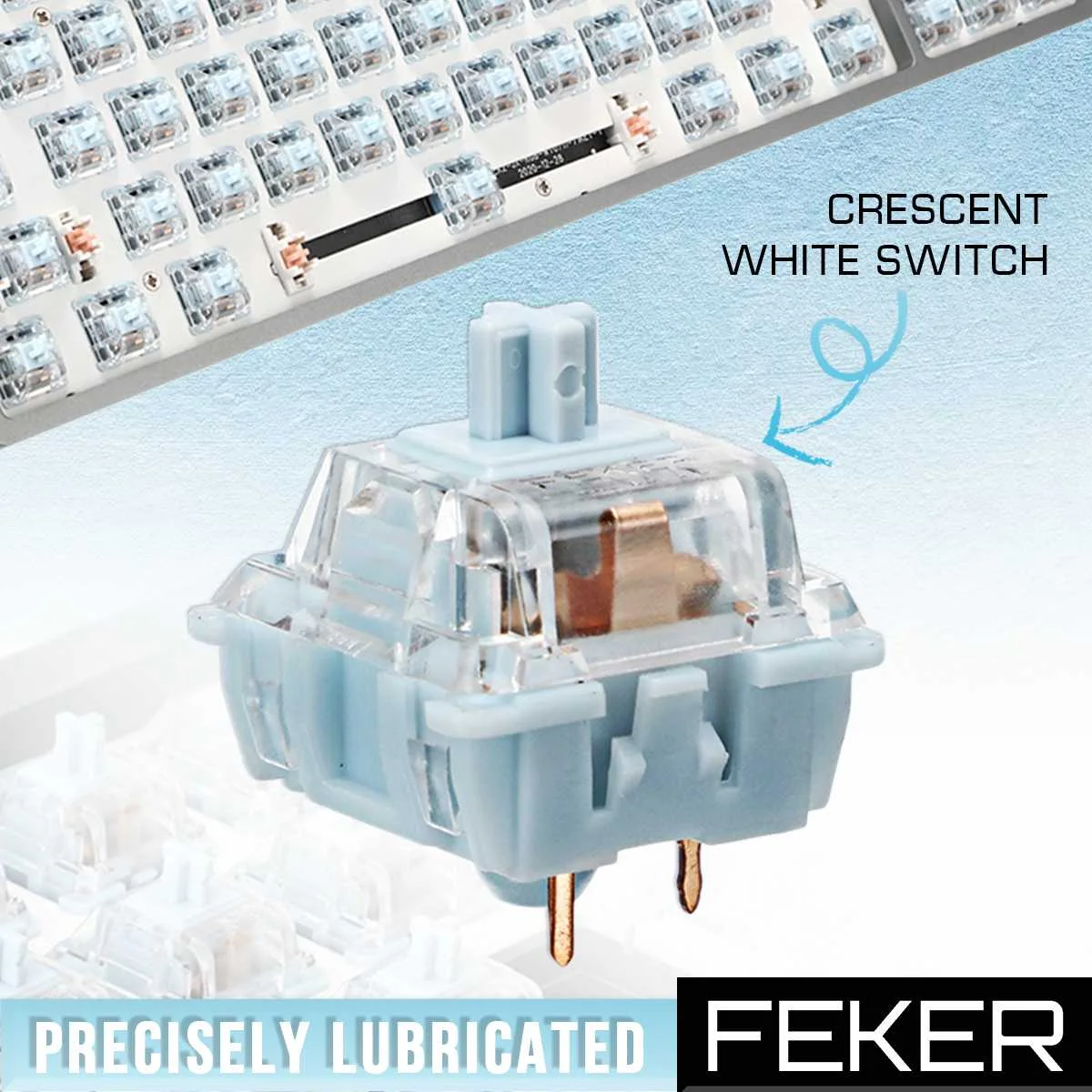Feker-10-70-110-pcs-Crescent-White-Switches-Clear-Blue-3pins-Gateron-Switch-for-Mechanical ...