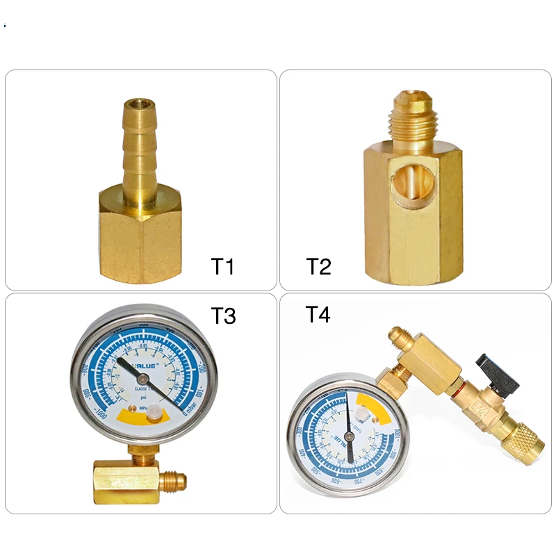 Vacuum Gauge Adapter Tube Fitting Refrigeration Brass Connector For ...