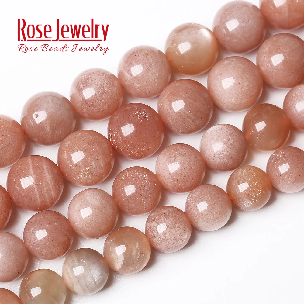 Aaaaa Quality Natural Sunstone Quartz Peach Round Loose Beads 15 ...