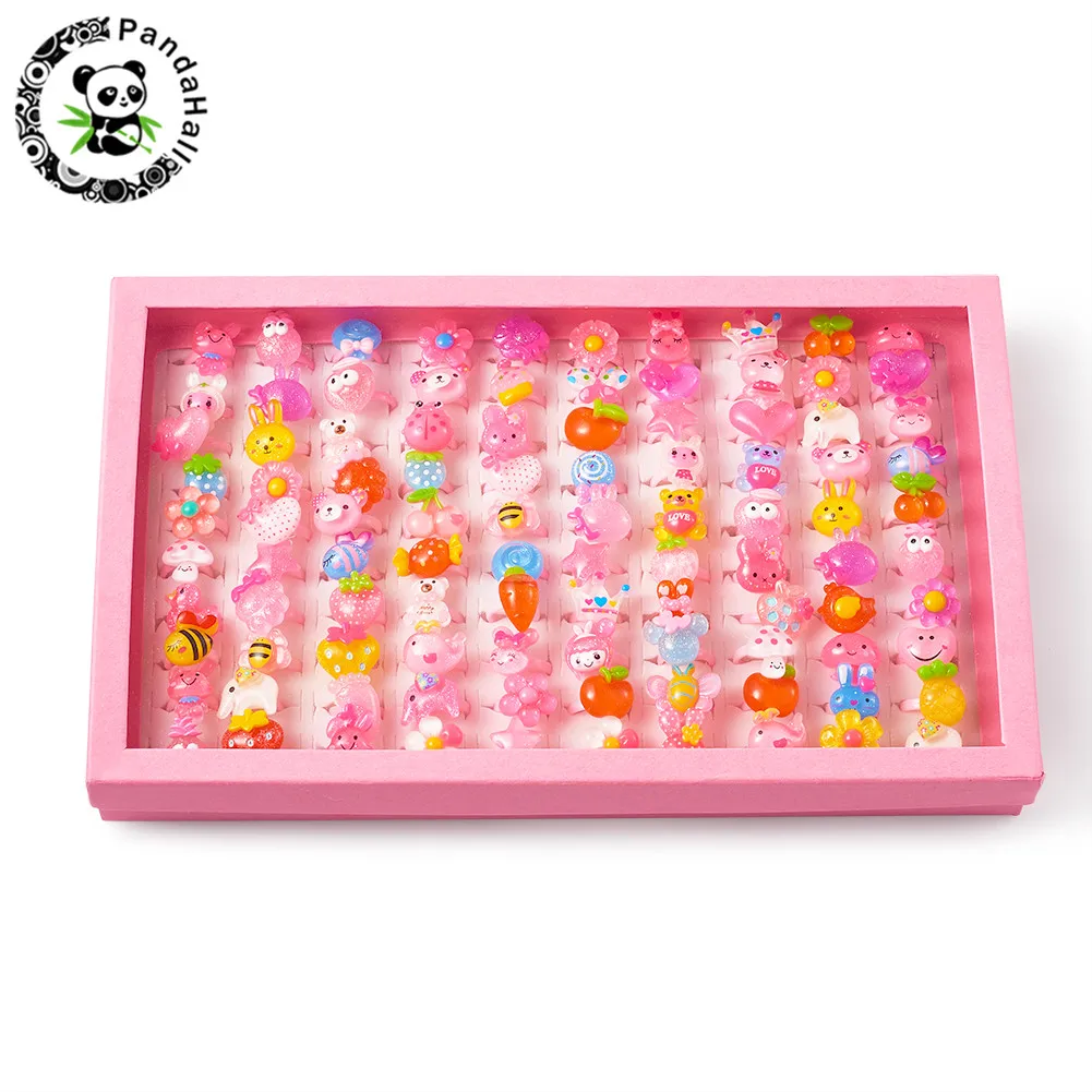 Cute-Children-s-Day-Jewelry-Plastic-Kids-Rings-for-Girls-with-Mixed ...