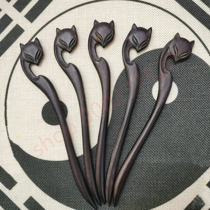 Taoist-supplies-ebony-hairpin-pan-hairpin-handmade-antique-fox-hairpin ...