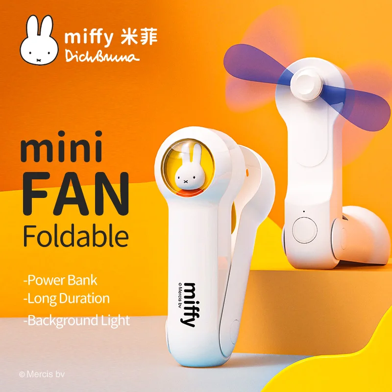 Miffy-Mini-Fan-Handheld-Portable-Folding-Fan-USB-Charging-Power-Bank ...