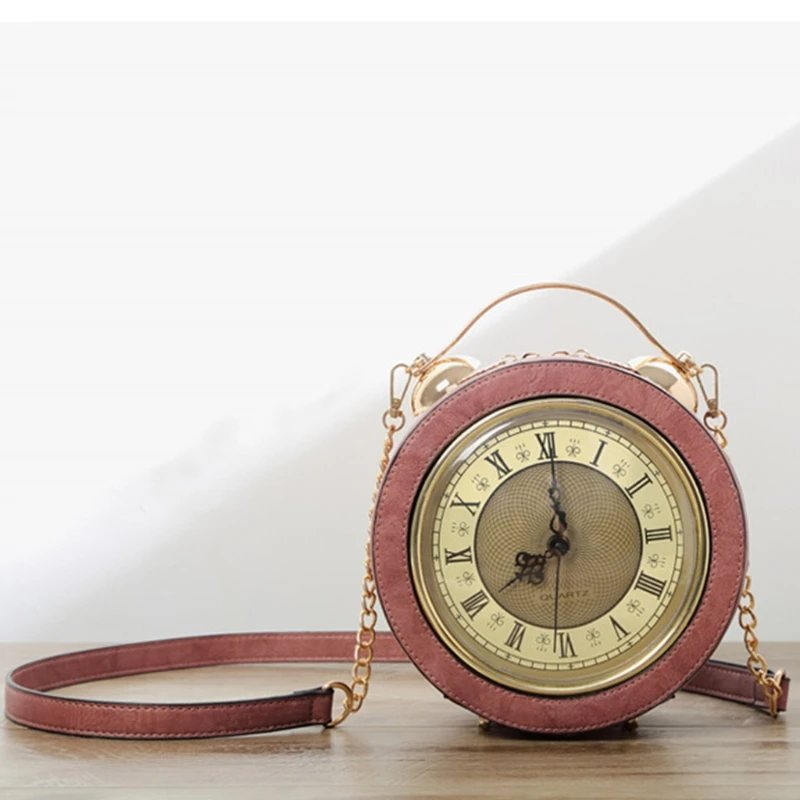 Clock-Bag-Genuine-Work-Steampunk-Style-Purse-Chain-Shoulder-Female-Bag ...