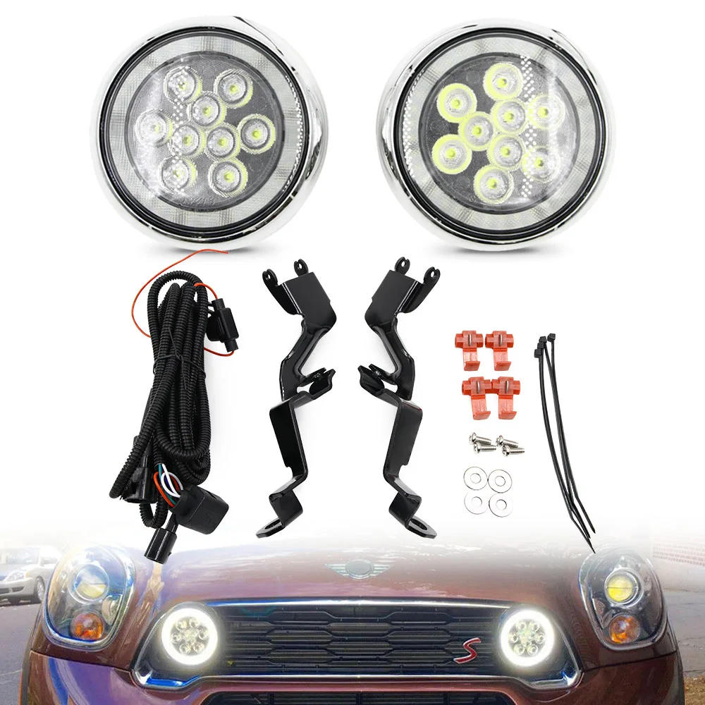 2x Led Drl Daytime Running Light Halo Fog Lamps Kit For Mini R55 R56 ...