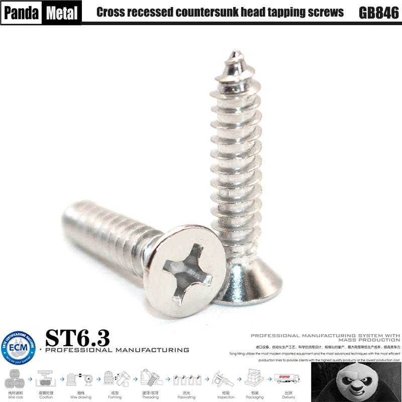 304-316-stainless-steel-cross-countersunk-head-tapping-screws-national-standard-GB-846-flathead ...