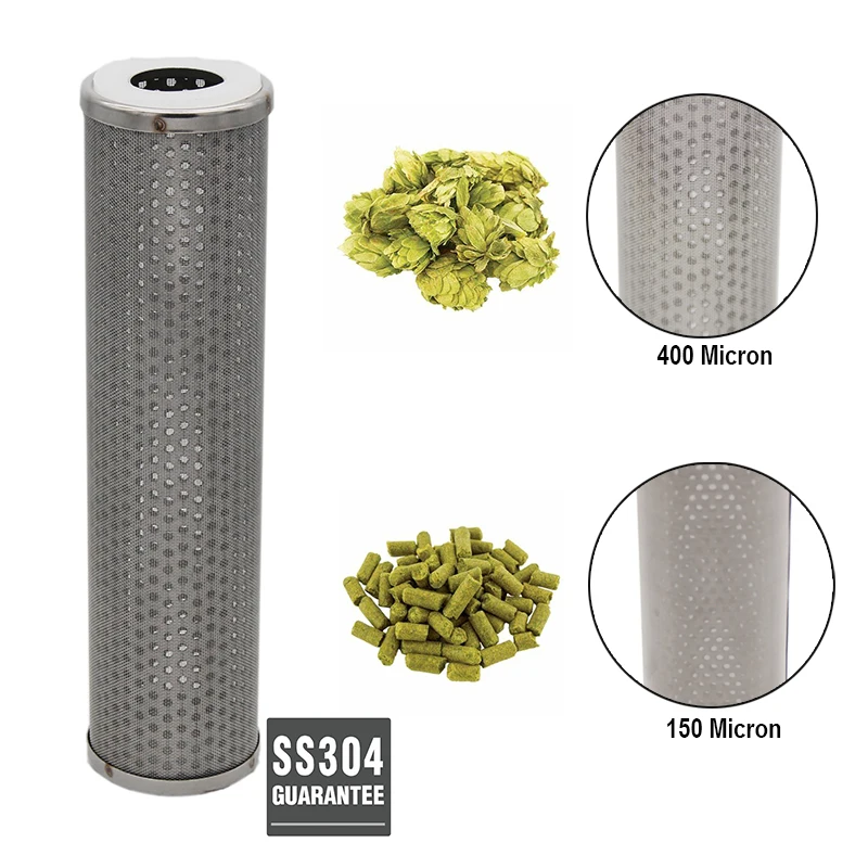 9 7/8" Stainless Filtration Cartridge 150/400 Micron Homebrew Beer ...