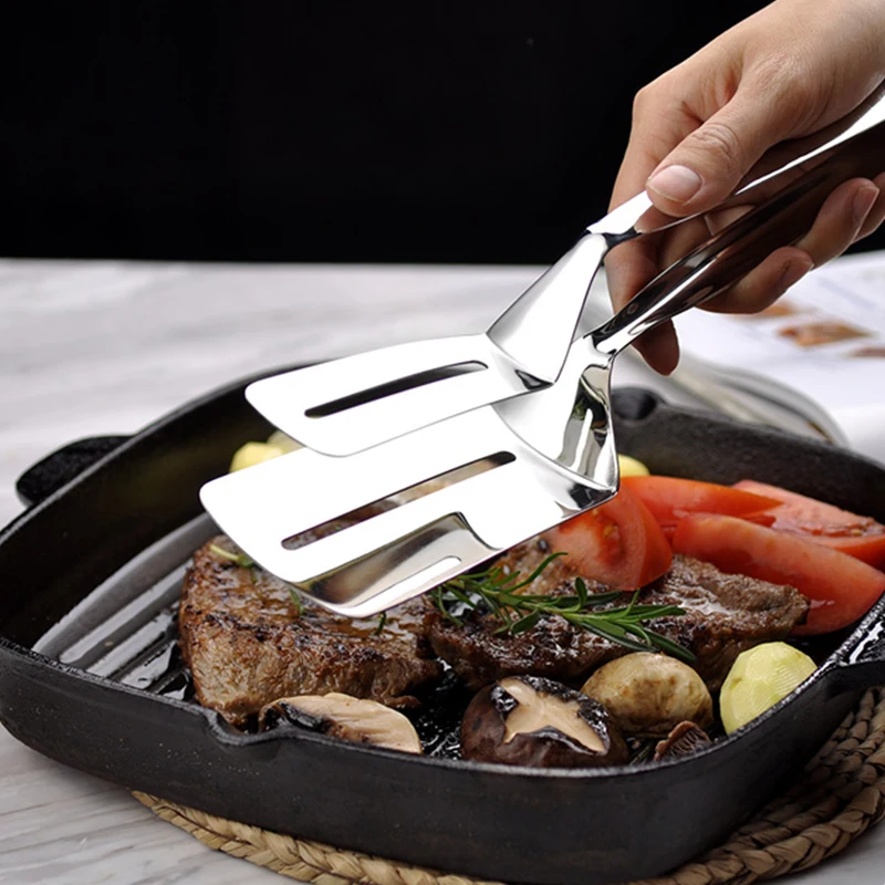 304-Stainless-Steel-BBQ-Barbecue-Clip-Kitchen-Tong-Steak-Bread-Tongs ...