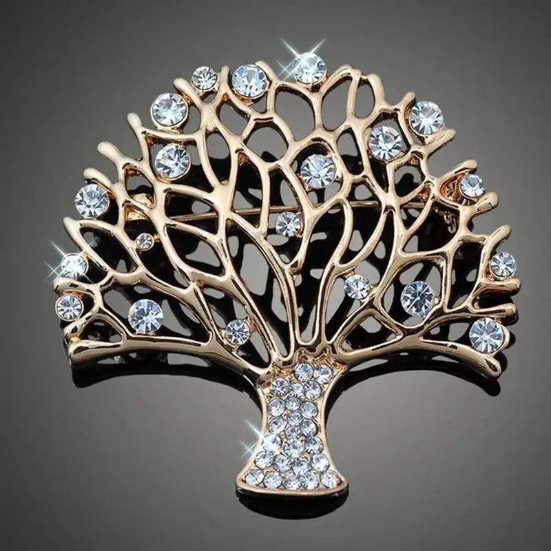 Zircon Brooch Men | Gold Brooches Designs | Fashion Tree Brooch | Gold ...