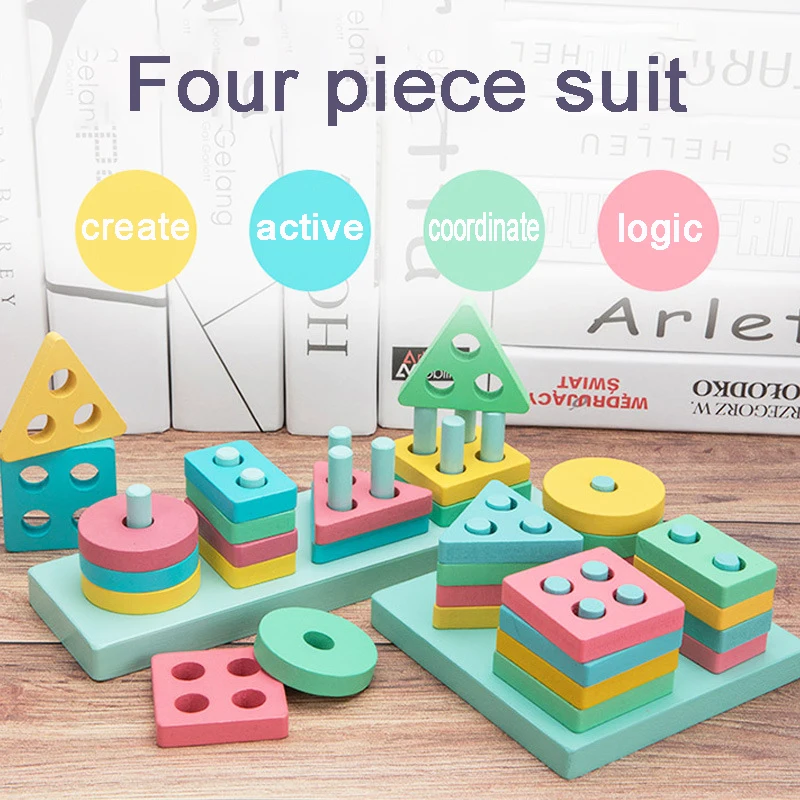 Educational-Wooden-Toy-Pillar-Blocks-Early-Learning-Baby-Kids-Birthday ...