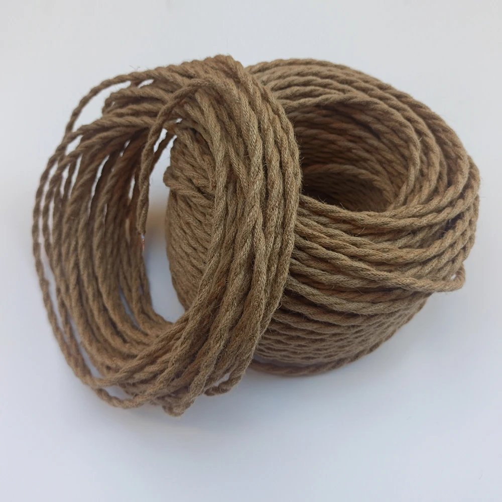 Câble-fil,Câble électrique torsadé en cuivre, fil de chanvre Vintage ...
