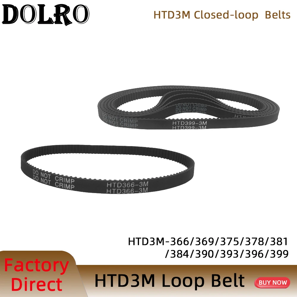 Arc HTD 3M Timing belt C=366 369 375 378 381 384 390 393 396 399 width 6/9/10/12/15/20mm Rubbe ...