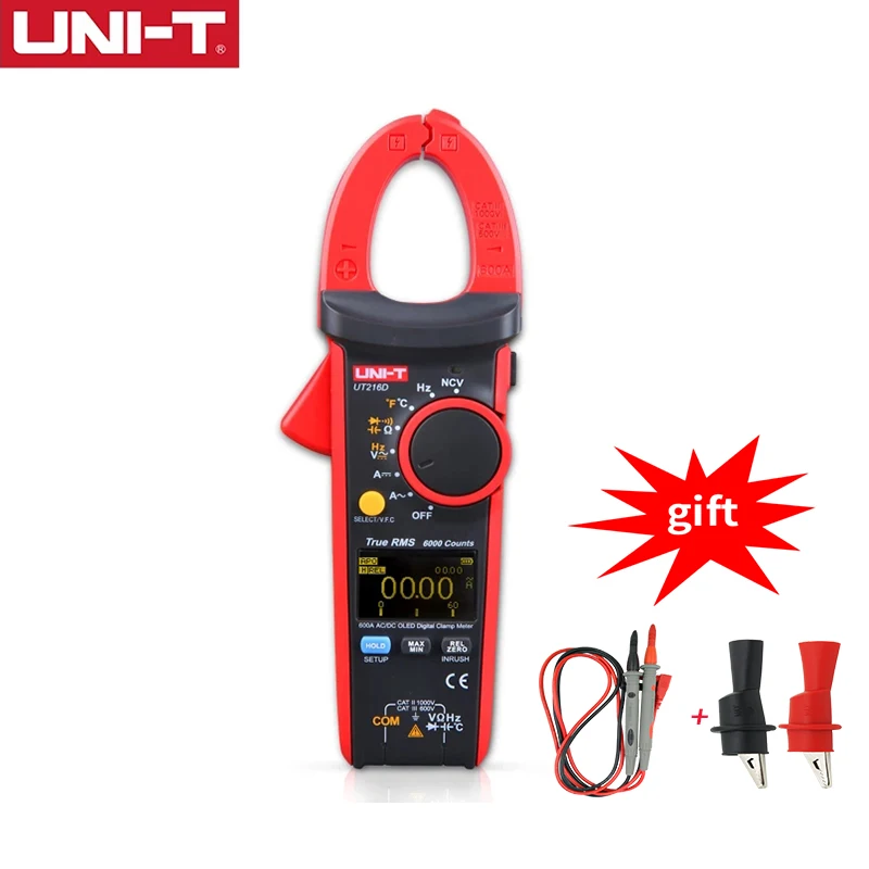 UNI T UT216D 600A Digital Clamp Meter NCV V.F.C Diode LCD Backlight ...