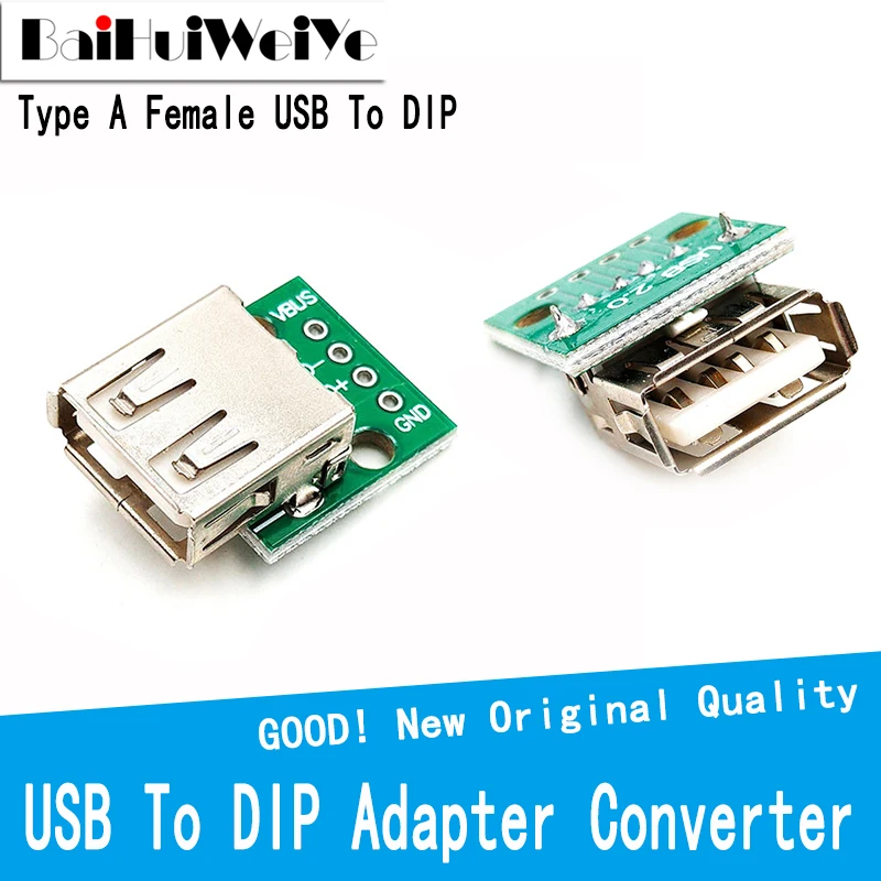 5PCS-Type-A-Female-USB-To-DIP-2-54mm-PCB-Connector-Female-USB-PCB-Board ...