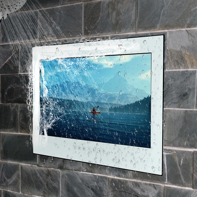Haocrown 19 Inch Bathroom TV White, IP66 Waterproof Television Smart ...