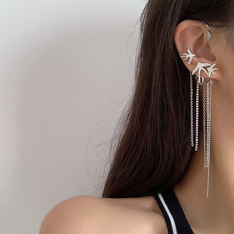Flying Swallow Tassel Ear Cuff
