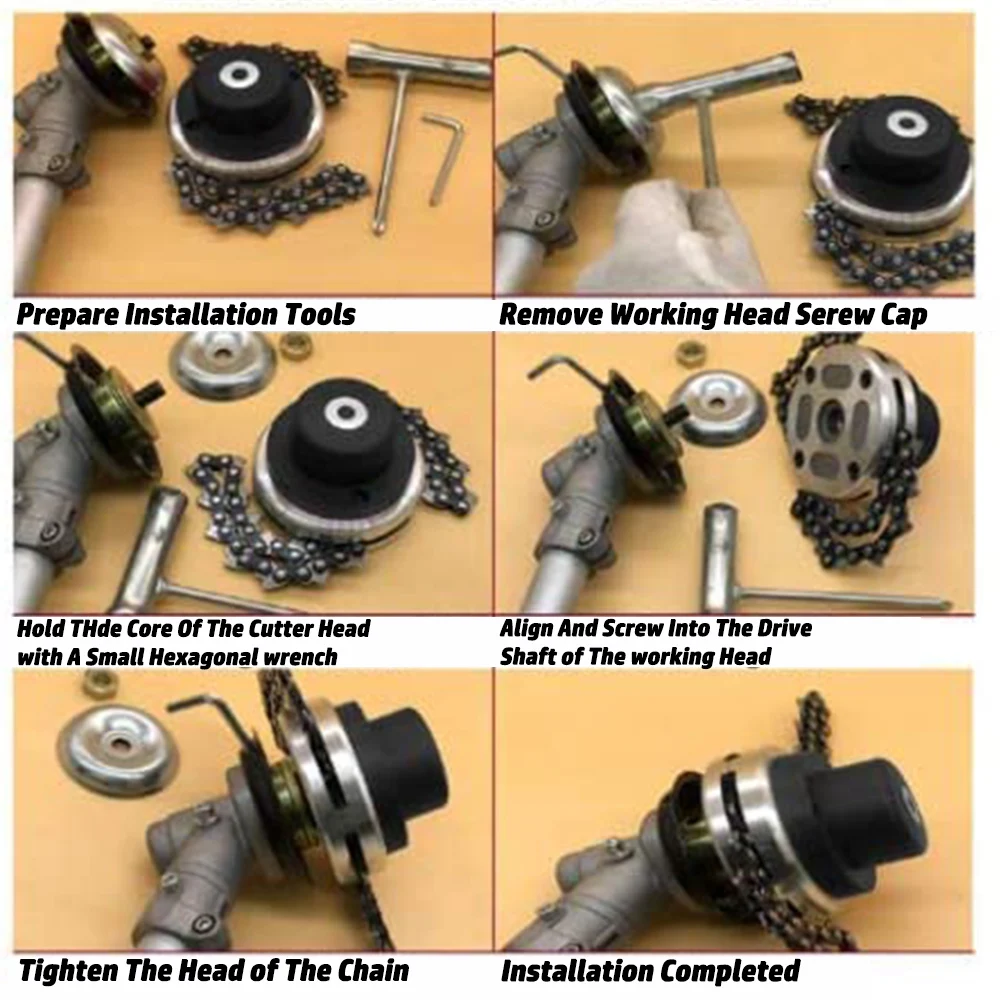 Generic Universal 65Mn Lawn Mower Chain GrPetrol Trimmer Head Coil ...