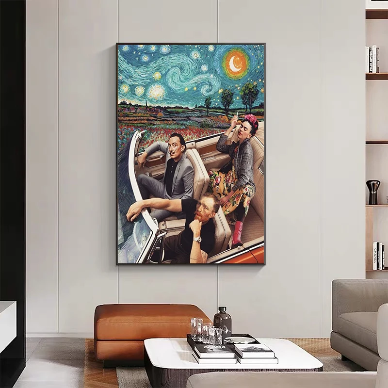 Funny Characters with Van Gogh Artwork Printed on Canvas • CanvasPaintArt