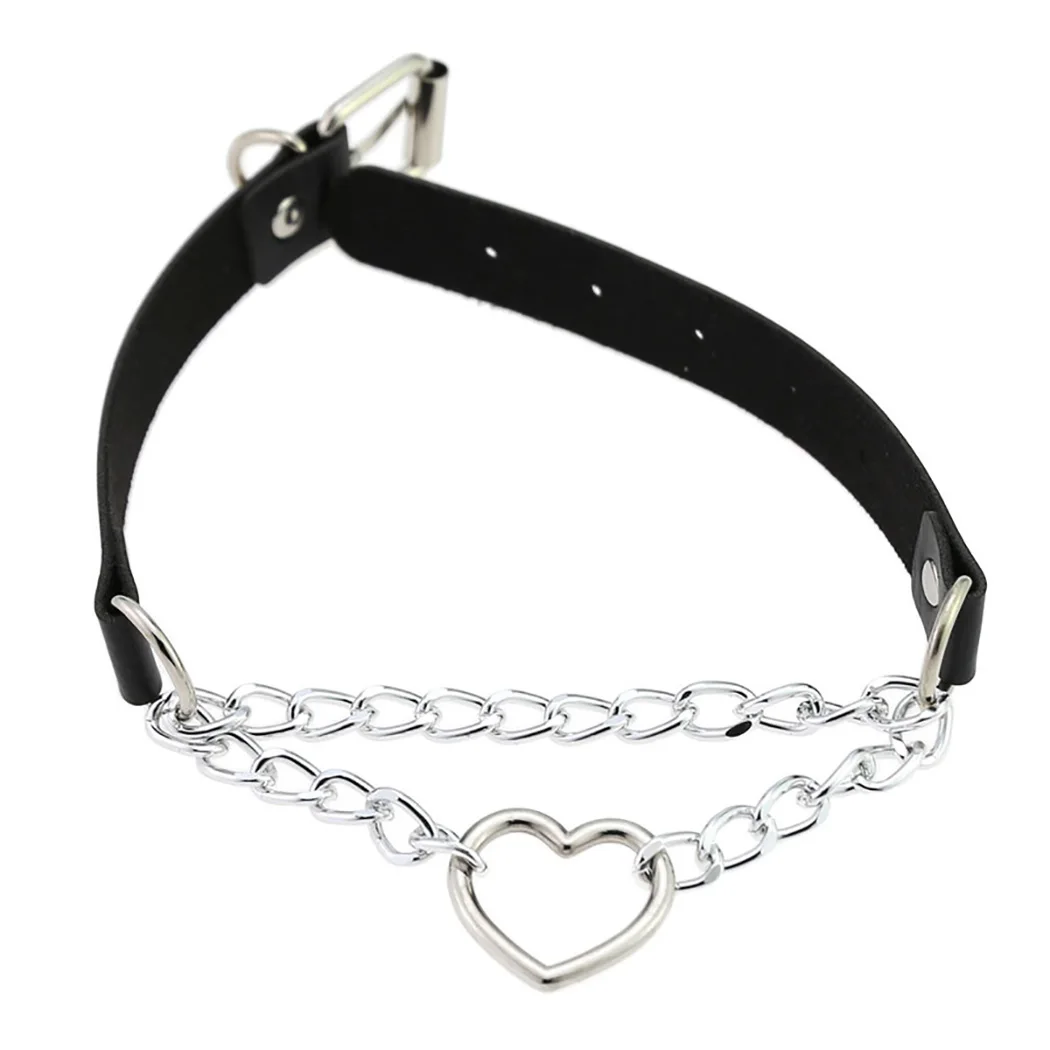 Collier ras du cou en cuir avec cœur pour femmes, style Punk gothique ...