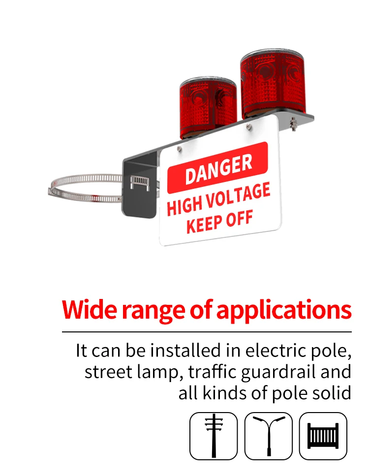 Solar warning light pole support obstruction light street light warning ...