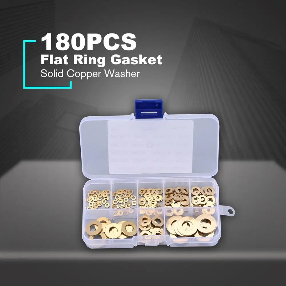 180PCS/lot Solid Copper Washer Flat Ring Gasket Sump Plug Oil Seal ...