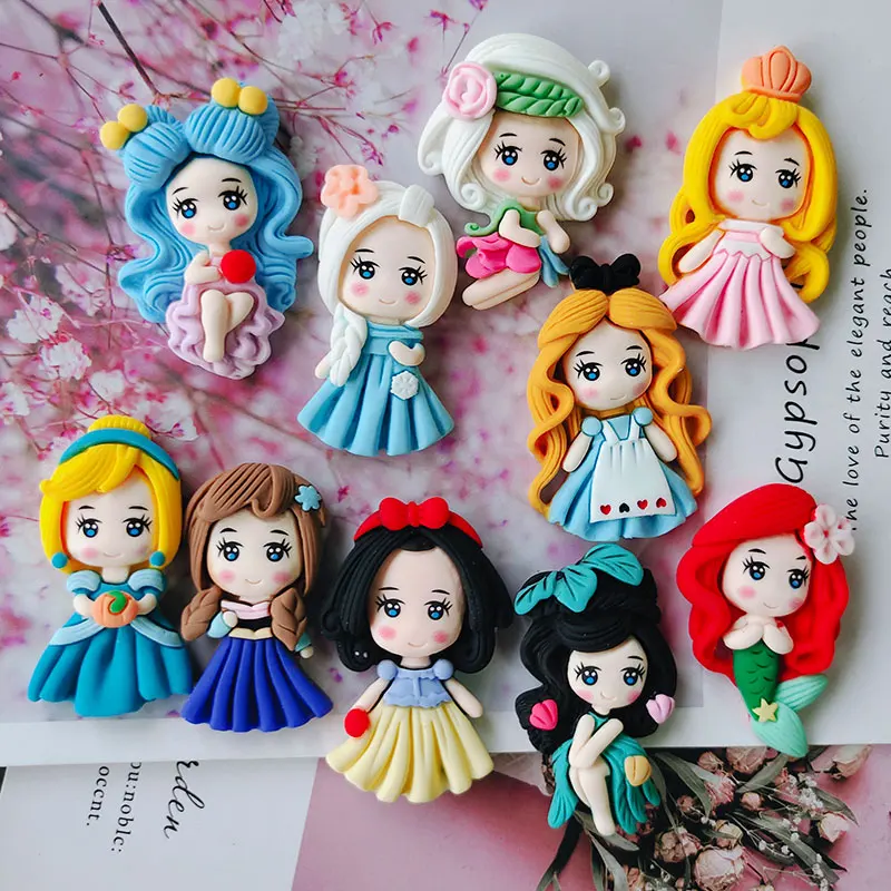 5pcs/lot Flat Back Resin Cartoon Princess For Kids Hair Clothes ...