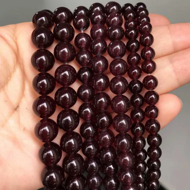 Piedra Natural lisa, jade de Calcedonia granate rojo oscuro, cuentas ...