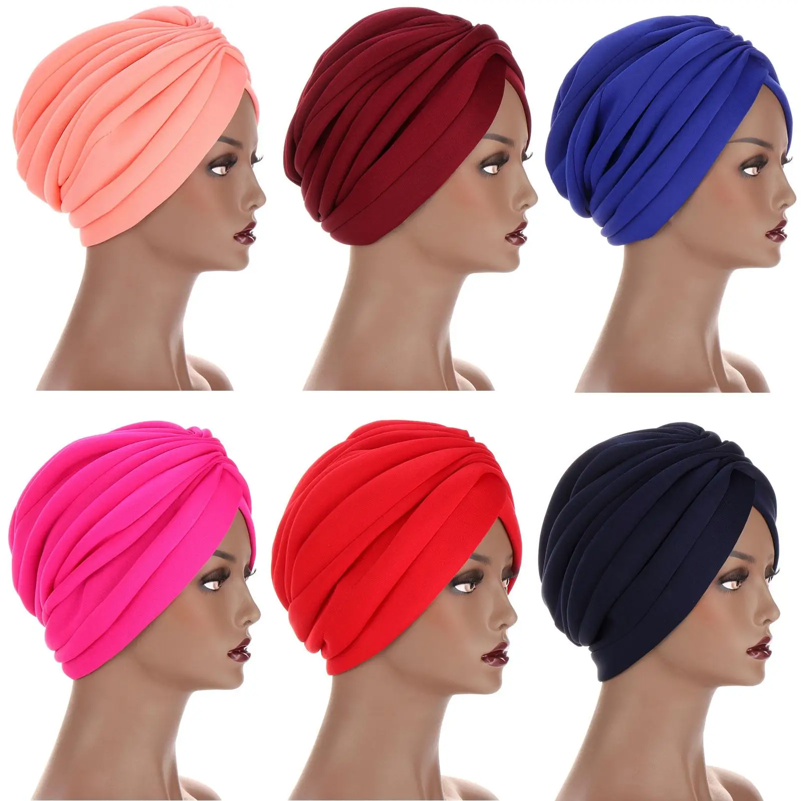 Women Muslim Turban Cap Wrap Head Scarf Cotton Autumn Winter Stretchy ...