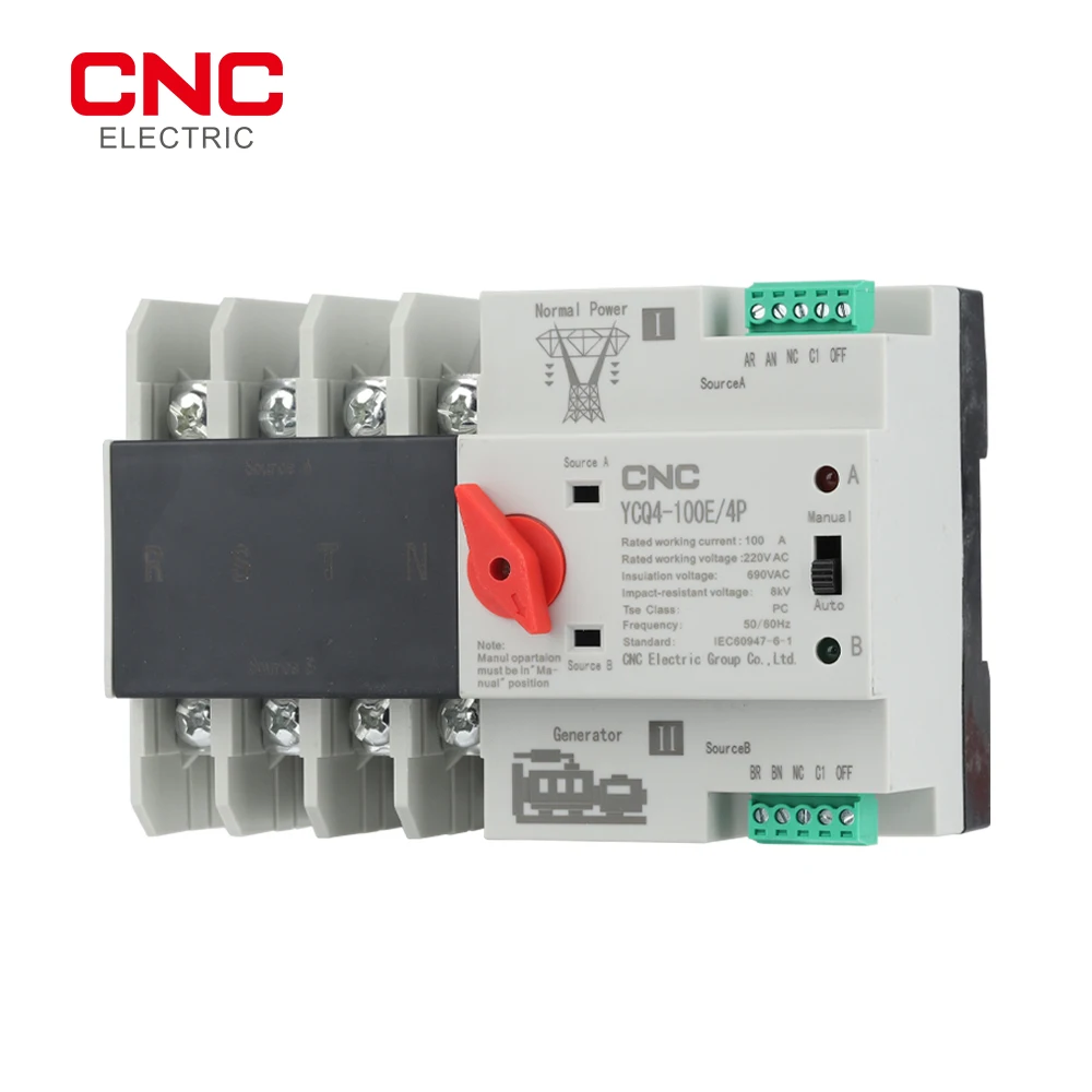 CNC 3 Phase Din Rail ATS Dual Power Automatic Transfer Switch Electrical Selector Switches ...