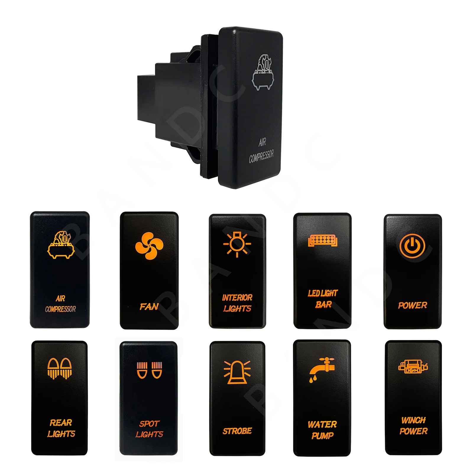 1 Pc Orange Amber Led Button Rocker Push Switch With Wiring Connector ...