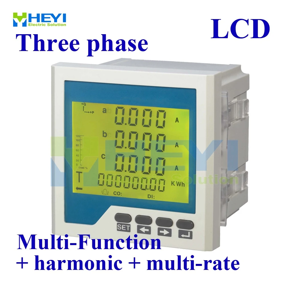 96*96 LCD Three phase multifunction meter with harmonic measure with ...