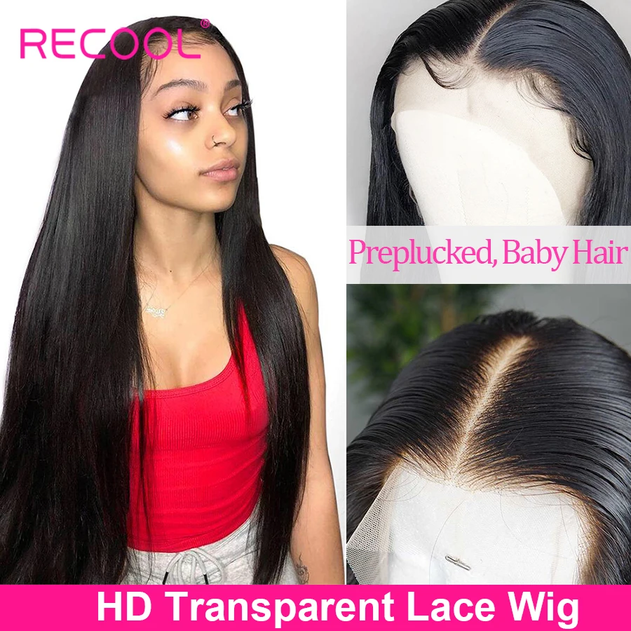 Recool HD Transparent Lace Wig Straight Lace Front Human Hair Wigs 150 ...
