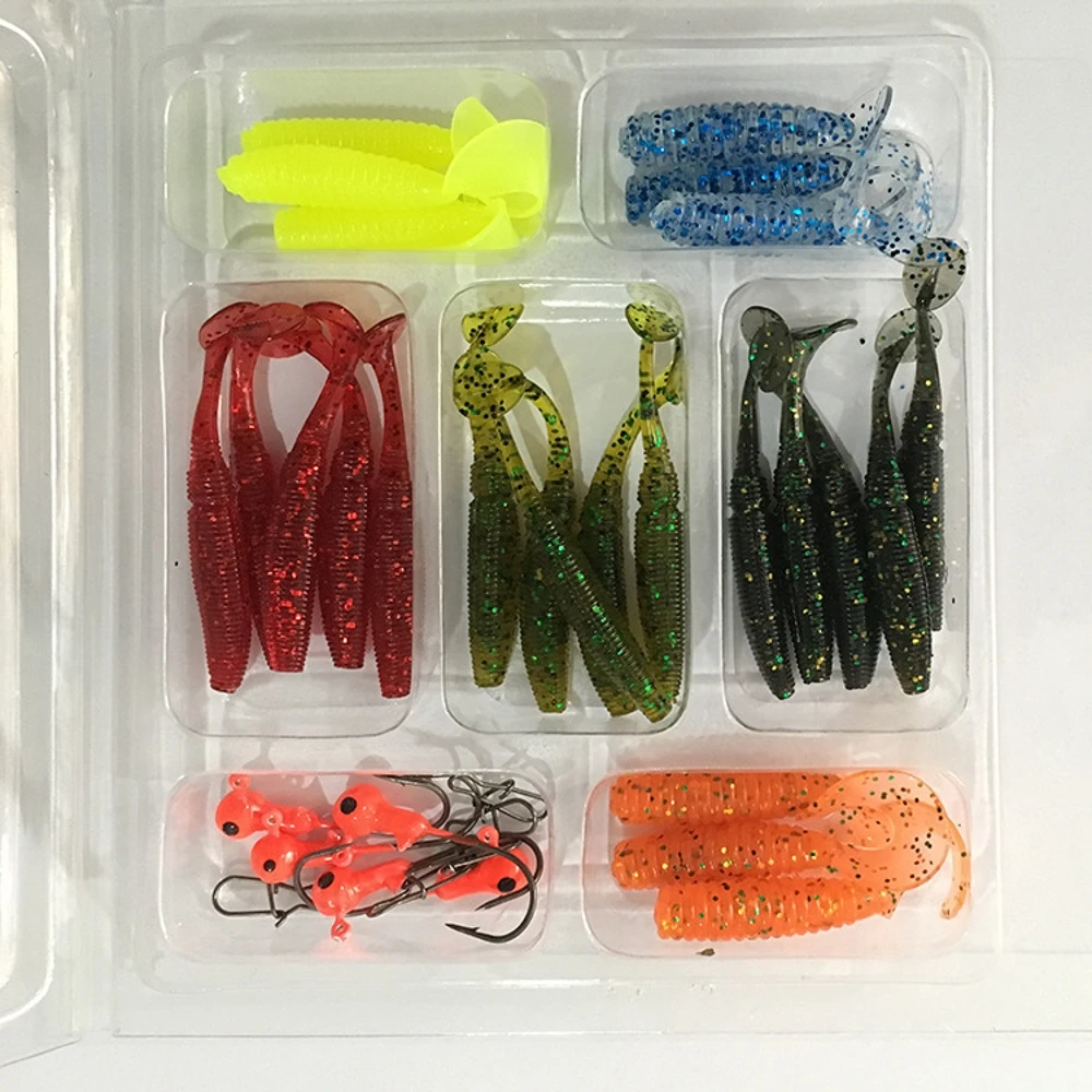 24pcs/Set Jig Soft Bait Silicone Lure Worm Fishing Lures Wobbler ...