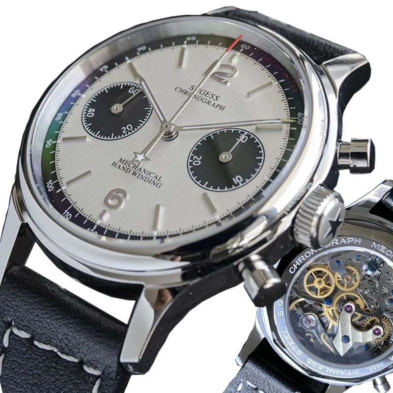 Sugess Chronograph Luminous Gooseneck Seagull Movement Mechanical Men ...