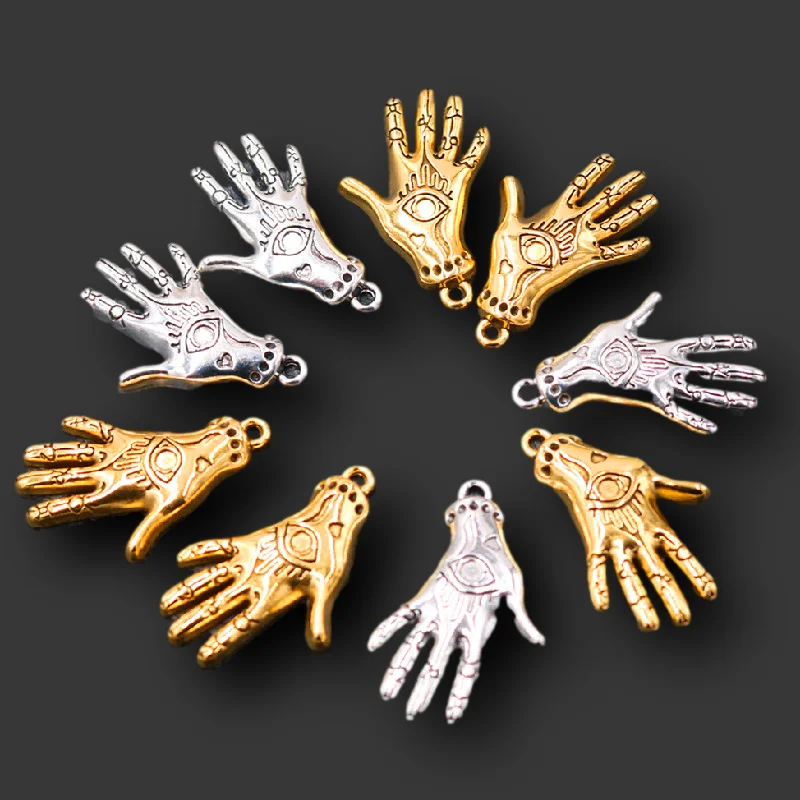 10pcs Fashion Palm Metal Pendant, Tattoo Hand Charms, Devil Hand Charms ...