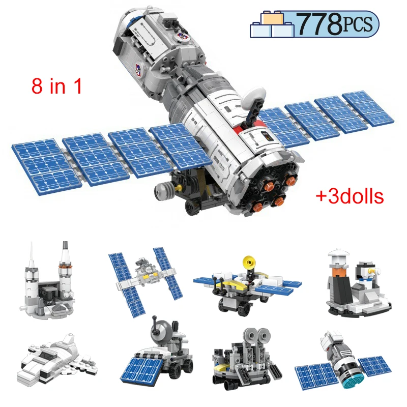778pcs City Technical 8 In 1 Spacecraft Building Blocks Space Rocket ...