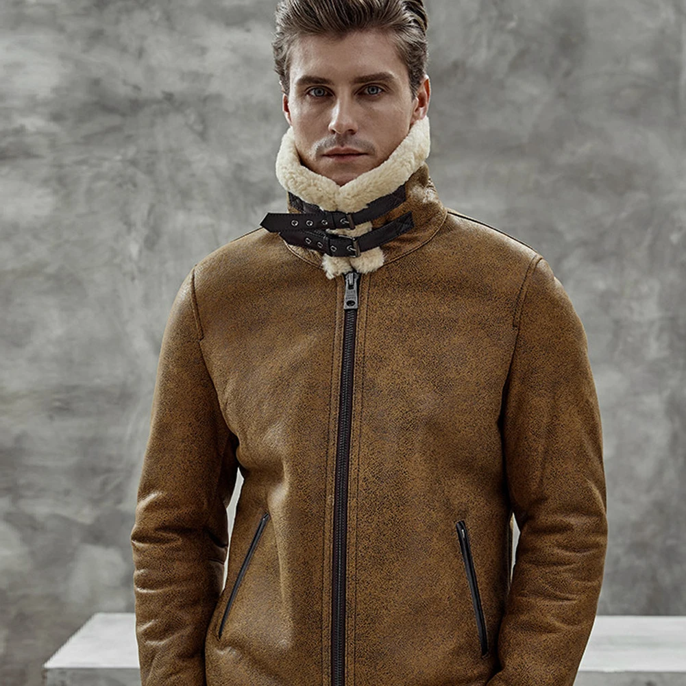 Men's Shearling Sheepskin Jacket Pilots Coat Aviation Leathercraft ...