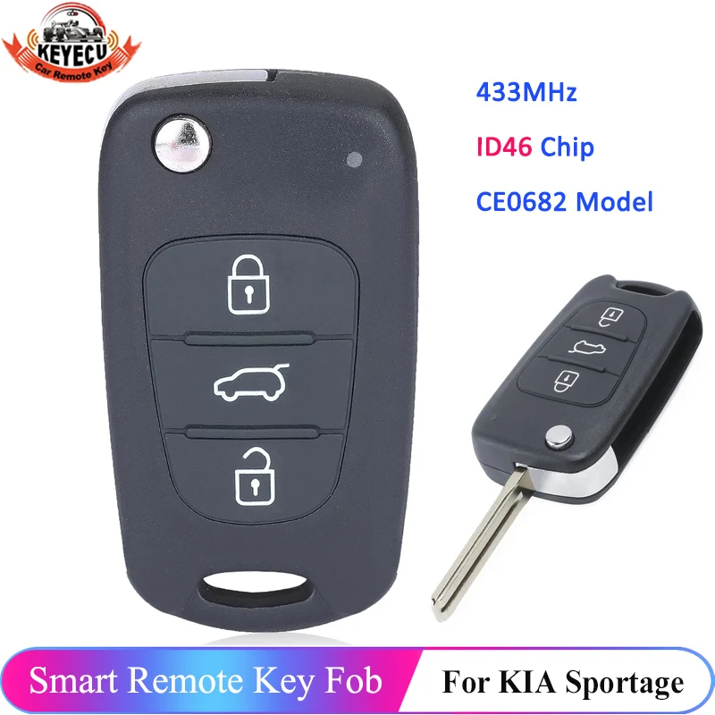 KEYECU 3 Button 433MHz ID46 Chip For KIA Rio Ceed CeedPro Picanto ...