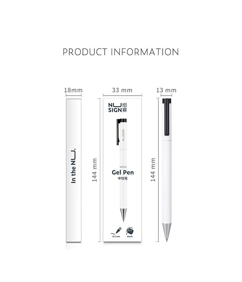 STYLO,1Silver 10Black Ink--stylo à encre Gel en métal Nusign, avec ...