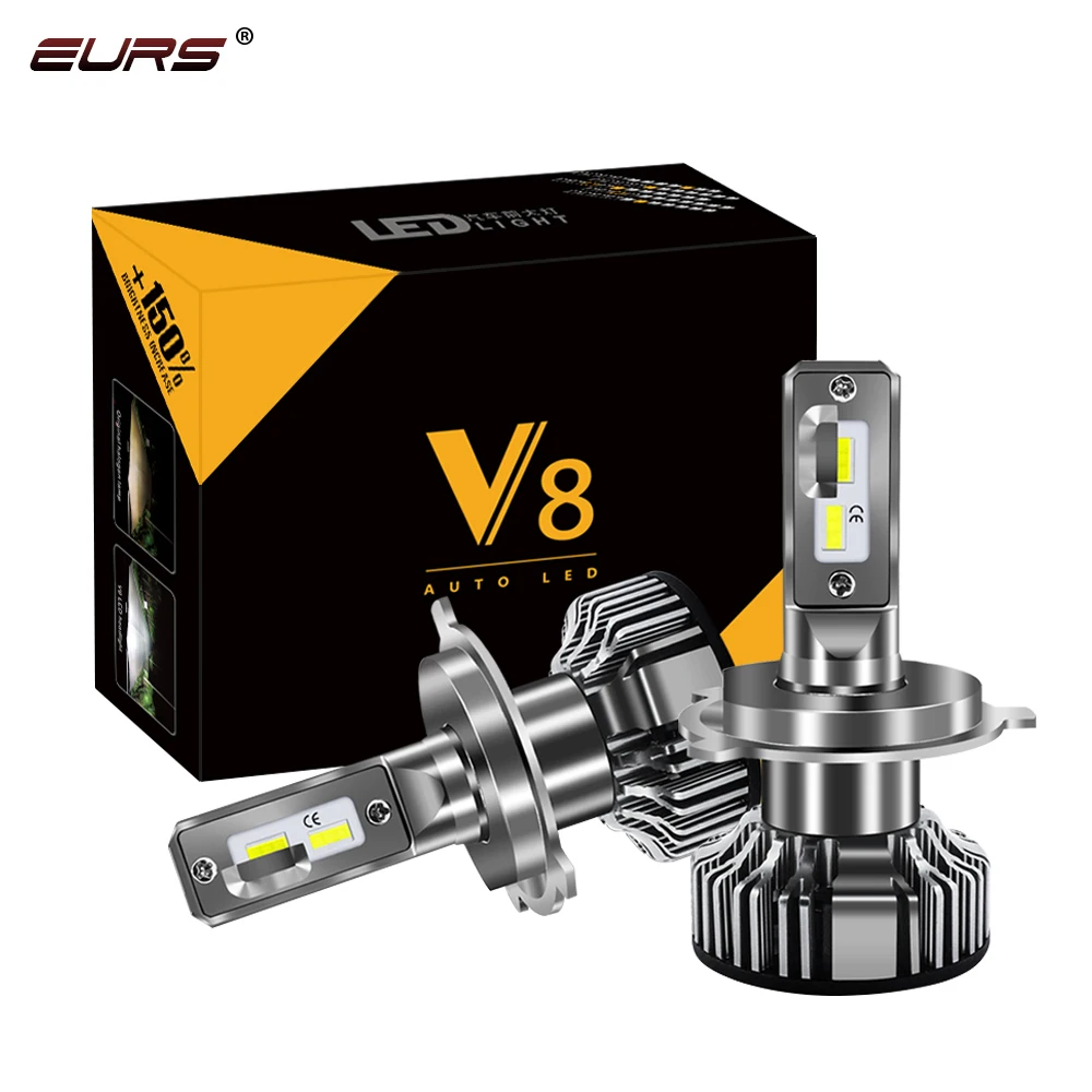 EURS V8 Car Headlight H4 LED bulb H7 LED H1 H7 H3 H13 9006 9005 100W ...