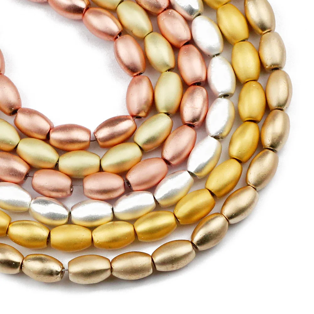 JHNBY Matte Gold Oval Ellipse Shape Hematite Natural Stone 8X5mm Spacer ...