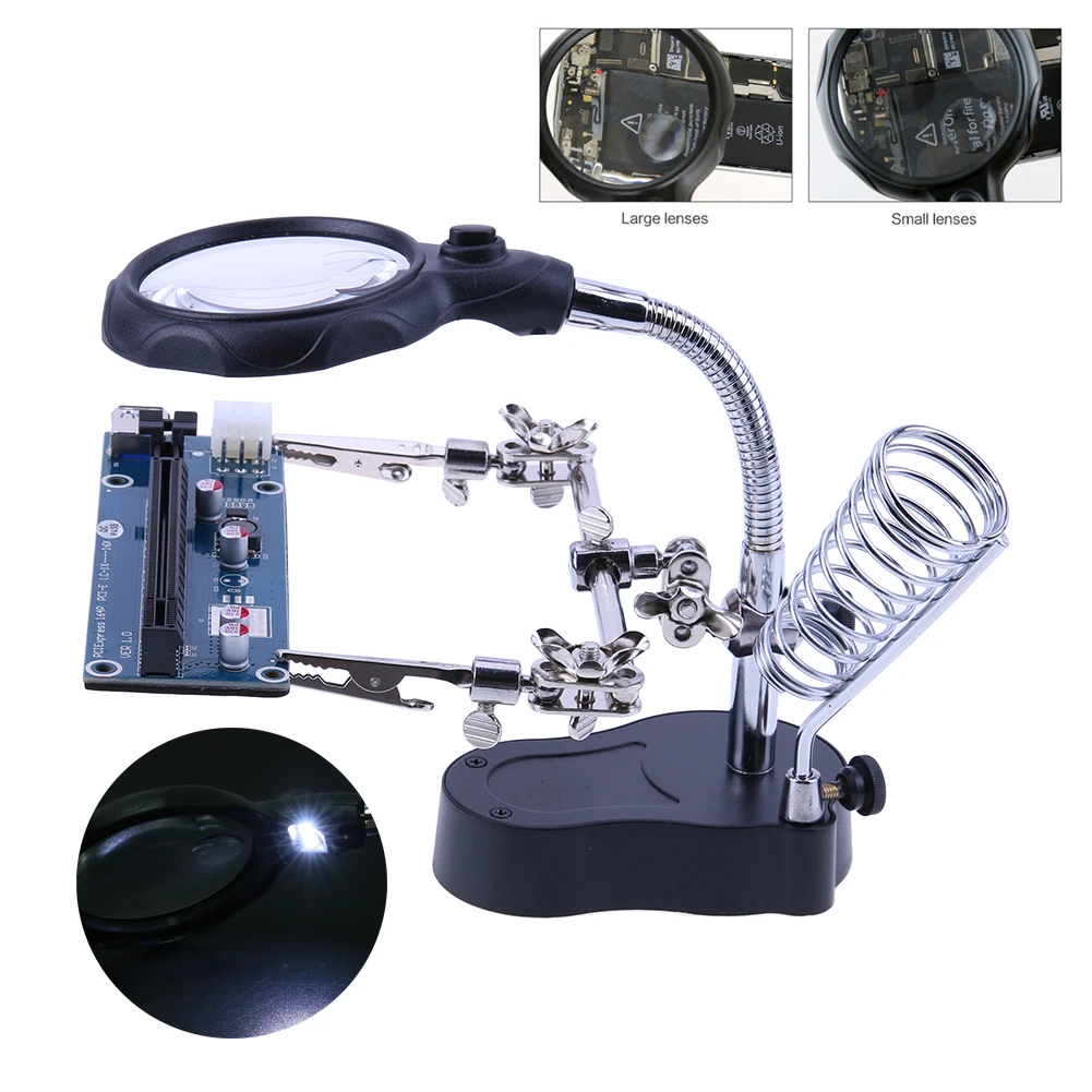 Welding Magnifying Glass With Led Light 3.5x-12x Lens Auxiliary Clip ...